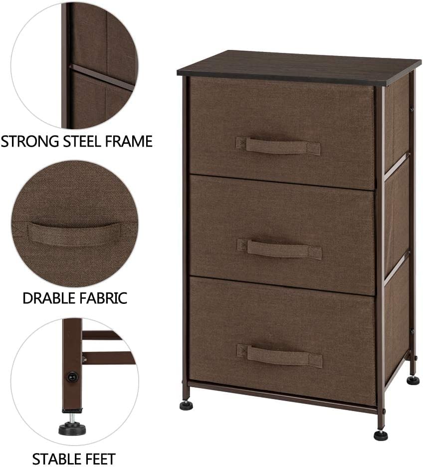 AFFAVON Stylish and Space-Saving Fabric Dresser Storage Chest with Sturdy Steel Frame, Wood Top & Handles - Perfect for Organizing Your Home, Bedroom, Hallway, Entryway, Closets and Nurseries (Brown)