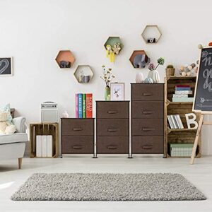 AFFAVON Stylish and Space-Saving Fabric Dresser Storage Chest with Sturdy Steel Frame, Wood Top & Handles - Perfect for Organizing Your Home, Bedroom, Hallway, Entryway, Closets and Nurseries (Brown)