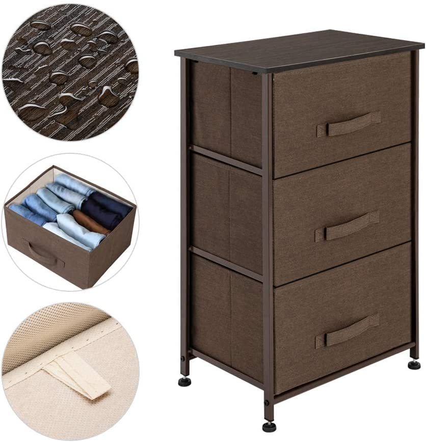 AFFAVON Stylish and Space-Saving Fabric Dresser Storage Chest with Sturdy Steel Frame, Wood Top & Handles - Perfect for Organizing Your Home, Bedroom, Hallway, Entryway, Closets and Nurseries (Brown)