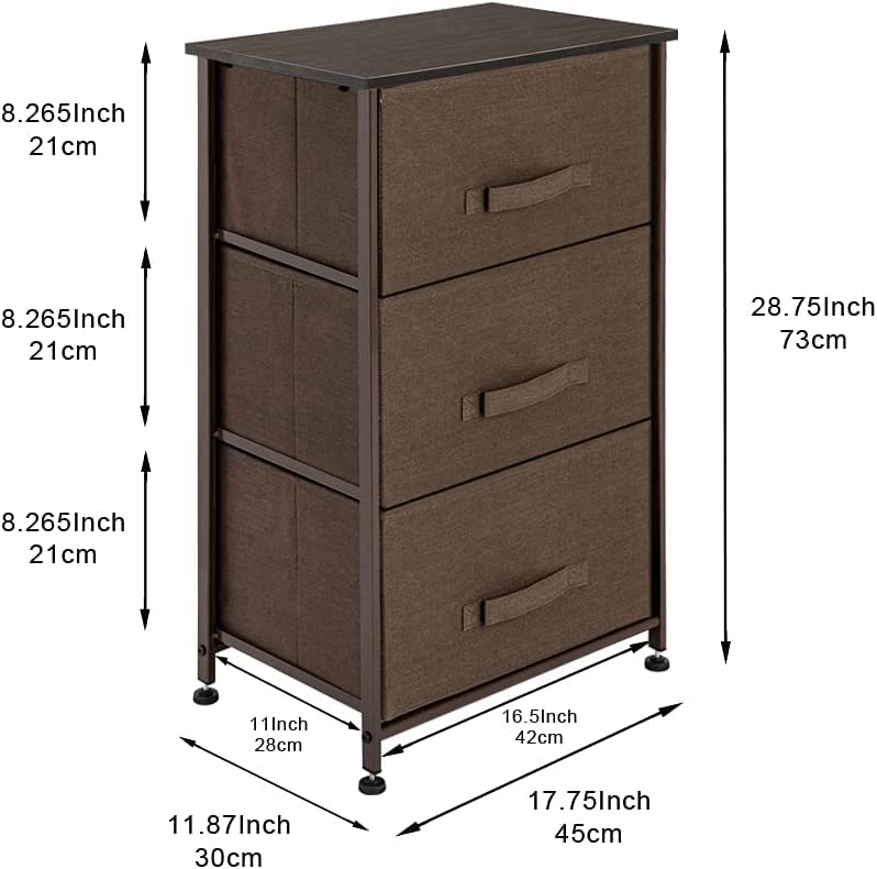 AFFAVON Stylish and Space-Saving Fabric Dresser Storage Chest with Sturdy Steel Frame, Wood Top & Handles - Perfect for Organizing Your Home, Bedroom, Hallway, Entryway, Closets and Nurseries (Brown)