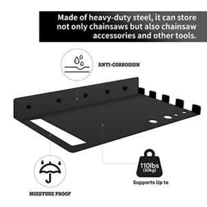 OMMUU 16.5" Chainsaw Rack Shelf Stand Chain Saw Wall Mount Hanger Hook Chainsaw Wall Holder Case Accessories Garage Organization Storage Tool Black Metal Floating Shelf