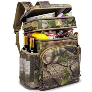 laripwit 54 cans backpack cooler insulated leak-proof camo cooler backpack double deck lunch backpack for men women - perfect tactical soft cooler bag for camping, picnic, beach, hiking