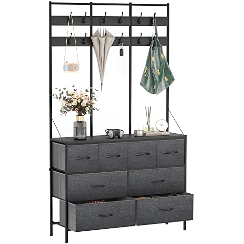 IBITION 8 Drawers Dressers Organizer with Shelf for Bedroom,Living Room,Closet,Entryway.Chest of Drawers with Wooden Top and Sturdy Metal Frame,Grey