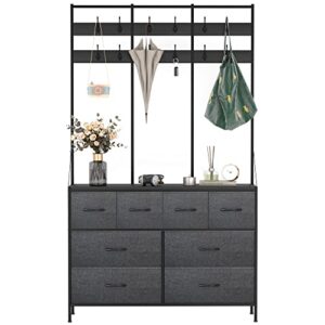 IBITION 8 Drawers Dressers Organizer with Shelf for Bedroom,Living Room,Closet,Entryway.Chest of Drawers with Wooden Top and Sturdy Metal Frame,Grey