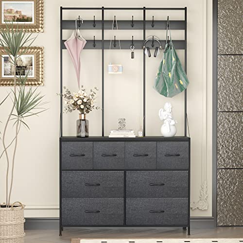 IBITION 8 Drawers Dressers Organizer with Shelf for Bedroom,Living Room,Closet,Entryway.Chest of Drawers with Wooden Top and Sturdy Metal Frame,Grey