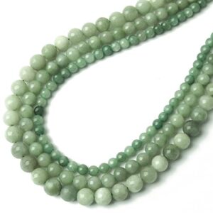 Burmese Jade Natural Gemstone Beads for Jewelry Making - AIXPROBEAD 60pcs 6mm Loose Round Stone Beads for DIY Bracelets and Necklaces