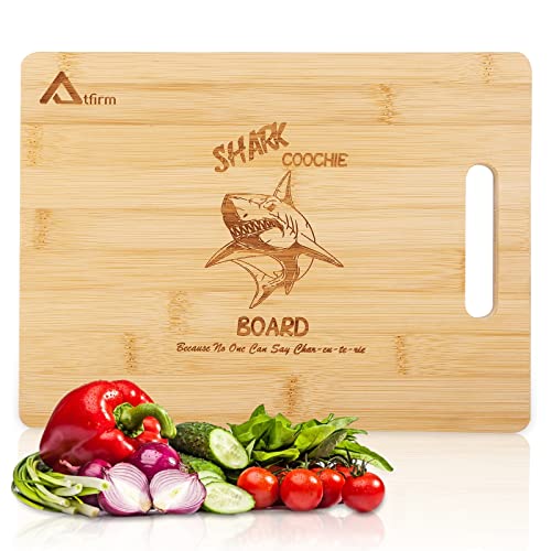 ATFIRM shark coochie board, Bamboo cutting board, shark coochie charcuterie board for kitchen meat, cheese chopping block, funny charcuterie board, laser engraved large charcuterie board (10’’ x 7’’)