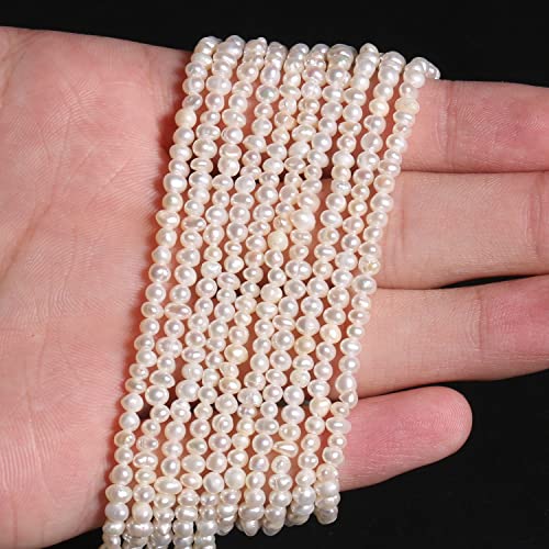 Adabus Natural White Freshwater Pearl Bead Mini Loose Beads for Making Women Small Oval Peals Necklaces Bracelets Earrings DIY 2.5-3mm - (Item Diameter: 2.5-3mm 141pcs)