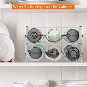 Geelyda Water Bottle Storage Organizer, 2 Pack 6 Water Bottle Holder for Cabinet - Fridge Cabinet Kitchen Organizer for Champagne Wine Water Bottles, Stackable Water Bottle Organizer for Refrigerator