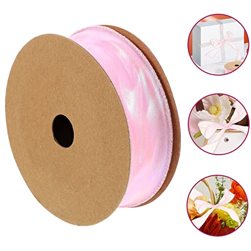 SEWACC Organza Ribbon Shimmer Sheer Chiffon Ribbon Wide Pink Wired Ribbons for Gift Wrapping DIY Crafts Bouquet Garland Baking Bowknot Wedding Party