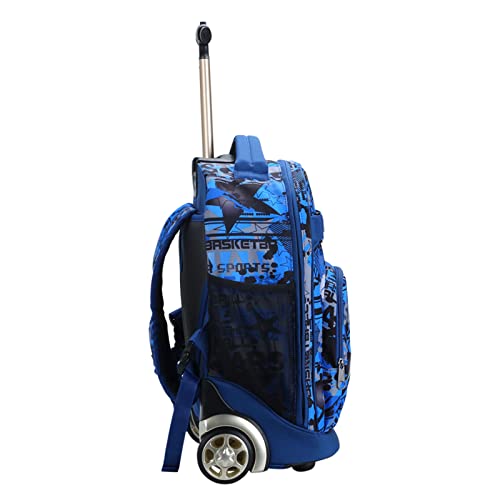 UNIKER Rolling Backpacks Football Pattern,Trolley School Bag with Pencil Case,Trip Luggage,Wheeled Suitcase with Two Wheels,Rolling Backpack Set