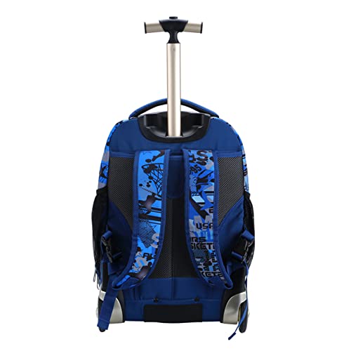 UNIKER Rolling Backpacks Football Pattern,Trolley School Bag with Pencil Case,Trip Luggage,Wheeled Suitcase with Two Wheels,Rolling Backpack Set