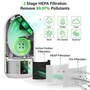 Air Purifier for Home Kitchen Office, H13 True HEPA Filter, 880ft² Coverage, 24dB Sleep Mode, Remove 99.99% Pet Odors, Dust, Pollen, Smoke, with Filter Reminder