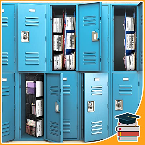 Yaomiao 4 Pcs Adjustable Locker Shelf 3 Shelf Hanging Locker Organizer Locker Shelf Organizer with Trim for School, Work, Gym, Storage 9 x 6.7 x 37.8 Inches, 4 Styles