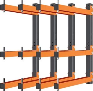 acools lumber storage rack, lumber rack wall mount, heavy duty wood storage racks with 6-level system, 720 lb durable garage wood organizer, orange lumber metal racks for indoor and outdoor(4 pack)