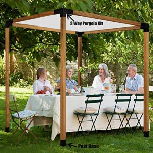 Nrspp Pergola Bracket，4x4 Pergola Kit 3-Way Right Angle Corner Bracket with Black Powder Coated,Woodwork DIY Pergola Kit & Post Base Brackets for Gazebos, Patio Pergolas(Actual: 3.5"x3.5") 4 Set