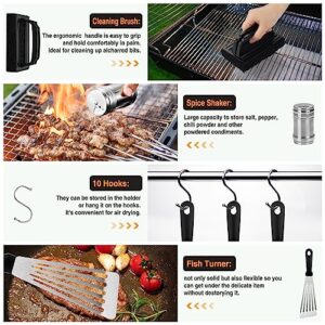 Griddle Accessories Kit, 30PCS Flat Top Grill Accessories Kit for Blackstone and Camp Chef, Stainless Steel Griddle Grill Tools with Enlarged Spatulas, Scraper, Tongs, Carrying Bag for Outdoor BBQ