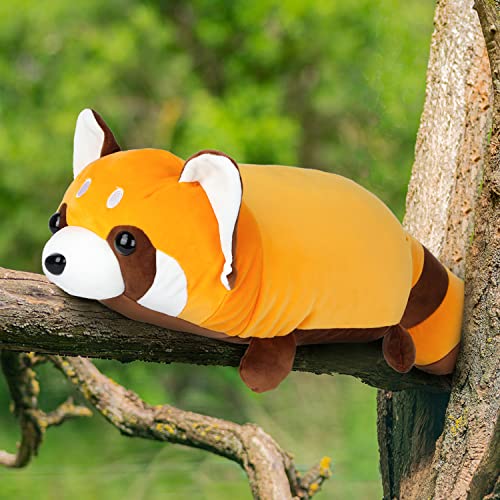 FITNISSFTW Cute Red Panda Stuffed Animals Dog Plush Toy, 24.8" Faux Fur Pillows Throw Plushie Raccoon Pillow Doll, Soft Brown Stuff Friend Hugging Cushion - Kawaii Present for Every Age & Occasion