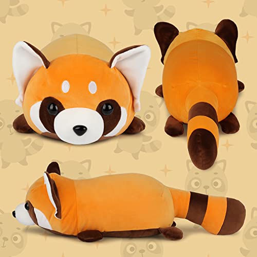 FITNISSFTW Cute Red Panda Stuffed Animals Dog Plush Toy, 24.8" Faux Fur Pillows Throw Plushie Raccoon Pillow Doll, Soft Brown Stuff Friend Hugging Cushion - Kawaii Present for Every Age & Occasion