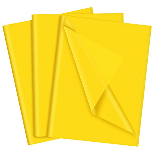 NEBURORA Yellow Tissue Paper for Gift Bags 60 Sheets Yellow Wrapping Tissue Paper Bulk 14 X 20 Inch Bright Yellow Packaging Paper for Gift Wrap Filler Crafts Birthday Wedding Sunflower Party(Yellow