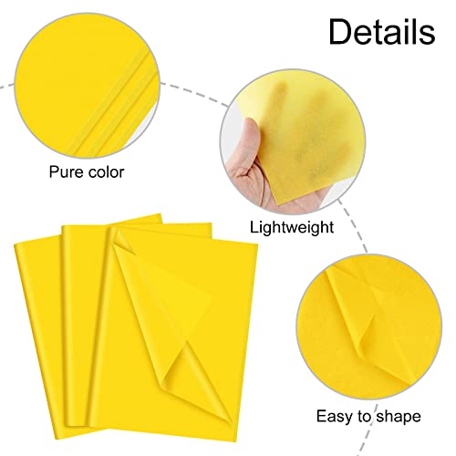 NEBURORA Yellow Tissue Paper for Gift Bags 60 Sheets Yellow Wrapping Tissue Paper Bulk 14 X 20 Inch Bright Yellow Packaging Paper for Gift Wrap Filler Crafts Birthday Wedding Sunflower Party(Yellow