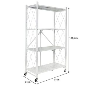 ATAAY Storage Trolley with Wheels, Kitchen Trolley Utility Cart Storage Rack Shelves for Kitchen Home Office Bathroom Garage, Folding/C