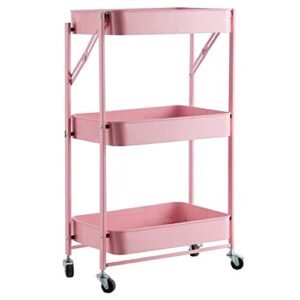 ataay storage trolley rolling trolley storage rack utility rack tier metal debris trolley kitchen storage/pink