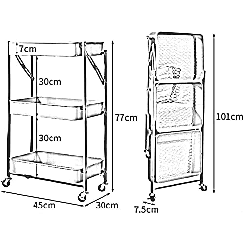 ATAAY Storage Trolley — Portable Storage Unit with Ander Wheels — Rolling Freestanding Shelves for Household/Mint Green