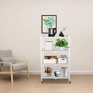 ataay collapsible/foldable shelving unit,sturdy metal storage rack kitchen organizer shelving,general purpose home kitchen laundry/white