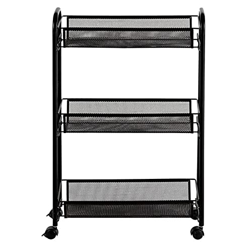 ATAAY Storage Trolley Rolling Metal Trolley Storage Trolley Kitchen Trolley Trolley Vegetable Rack Kitchen/Black