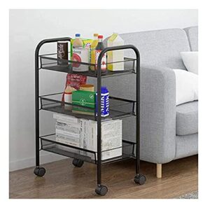 ataay mesh rolling utility cart，rolling utility cart on wheels metal mesh storage cart storage organizer vegetable rack shelves for kitchen office bathroom laundry/black