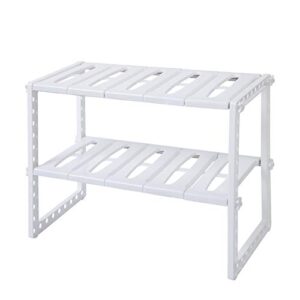 hepmimzhu 2-shelf adjustable metal shelf wire shelving unit storage steel organizer wire rack for small places restaurant garage pantry kitchen garage rack (white-2 shelf)