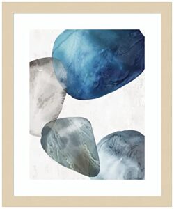 amanti art flow of blue i by emma peal wood framed wall art print (14 in. w x 17 in. h), svelte natural frame