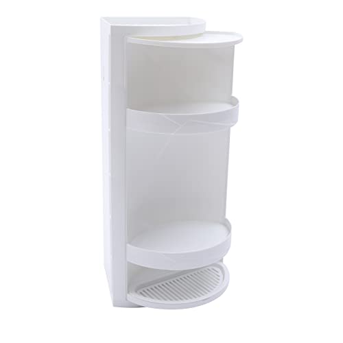 HAPPCUCOE 360°Rotated Corner Shelf Dressing Tables Bathroom Storage Holder Organizer Cabinet Storage Shelf for Bathroom and Kitchen White