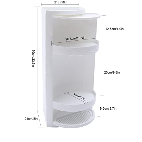 HAPPCUCOE 360°Rotated Corner Shelf Dressing Tables Bathroom Storage Holder Organizer Cabinet Storage Shelf for Bathroom and Kitchen White