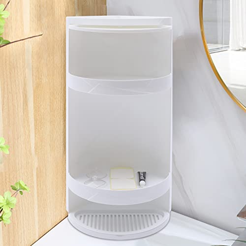 HAPPCUCOE 360°Rotated Corner Shelf Dressing Tables Bathroom Storage Holder Organizer Cabinet Storage Shelf for Bathroom and Kitchen White