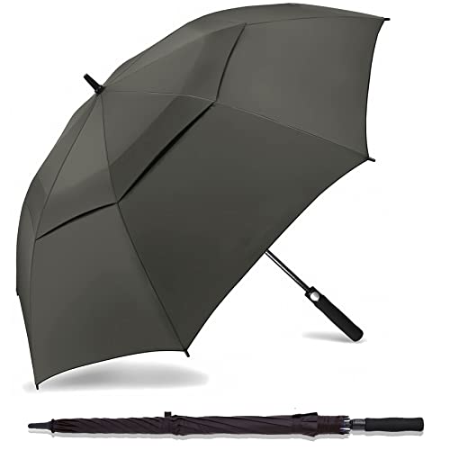 SIEPASA Golf Umbrella Large 62/68/72 Inch Automatic Open Golf Umbrella Extra Large Oversize Double Canopy Vented Umbrella Windproof Waterproof for Men and Women.(Black, 62")