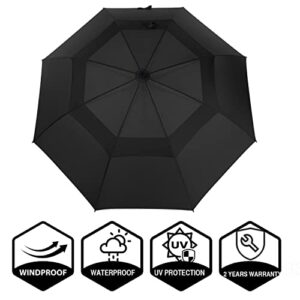 SIEPASA Golf Umbrella Large 62/68/72 Inch Automatic Open Golf Umbrella Extra Large Oversize Double Canopy Vented Umbrella Windproof Waterproof for Men and Women.(Black, 62")