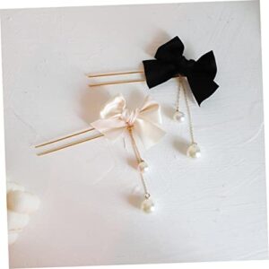 Girl Hair Accessories 2pcs Bow Hairpin Hair Accessories for Women Wedding Bun Hair Forks Peals Tassel Hair Fork Antique Hairpin Miss Imitation Pearls Hair Chopsticks