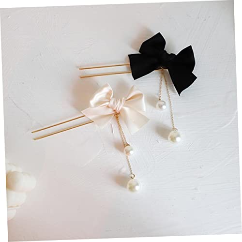 Girl Hair Accessories 2pcs Bow Hairpin Hair Accessories for Women Wedding Bun Hair Forks Peals Tassel Hair Fork Antique Hairpin Miss Imitation Pearls Hair Chopsticks