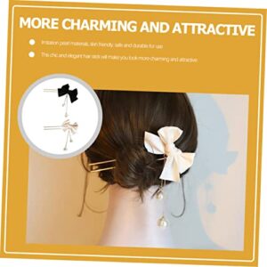 Girl Hair Accessories 2pcs Bow Hairpin Hair Accessories for Women Wedding Bun Hair Forks Peals Tassel Hair Fork Antique Hairpin Miss Imitation Pearls Hair Chopsticks