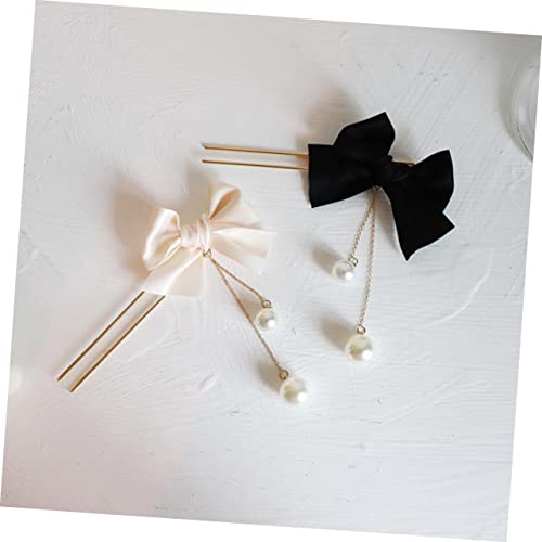 Girl Hair Accessories 2pcs Bow Hairpin Hair Accessories for Women Wedding Bun Hair Forks Peals Tassel Hair Fork Antique Hairpin Miss Imitation Pearls Hair Chopsticks