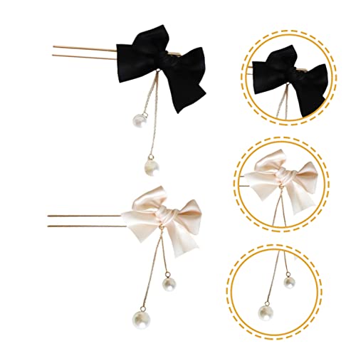 Girl Hair Accessories 2pcs Bow Hairpin Hair Accessories for Women Wedding Bun Hair Forks Peals Tassel Hair Fork Antique Hairpin Miss Imitation Pearls Hair Chopsticks