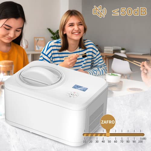 ZAFRO Ice Cream Maker 1.5qt No Pre-freezing,Electric Automatic Ice Cream Machine with Compressor Keep Cool Function, No Salt Needed Ice Cream, Gelato, Frozen Yogurt, Sorbet