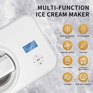 ZAFRO Ice Cream Maker 1.5qt No Pre-freezing,Electric Automatic Ice Cream Machine with Compressor Keep Cool Function, No Salt Needed Ice Cream, Gelato, Frozen Yogurt, Sorbet