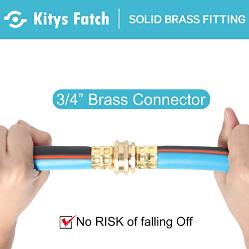 Kitys Fatch Upgraded Kink Free Hybrid Garden Hose 10ft 5/8", Thickened Heavy Duty Water Hose with Brass Solid Connector，Lightweight Flexible Tough Rubber Hose with Nozzle,Durable Yard Outdoor Hose