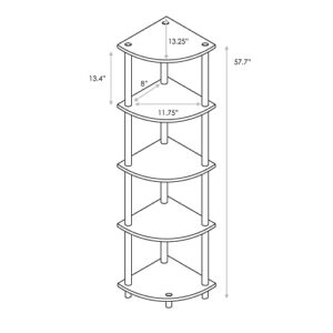 Turn-N-Tube 5 Tier Corner Display Rack Multipurpose Shelving Unit, Set of 2 (Color : Columbia Walnut/Black)