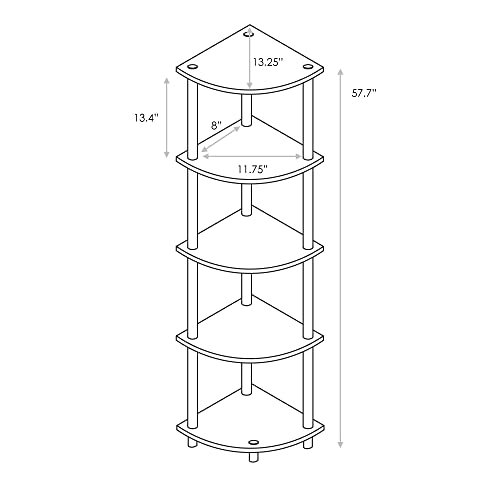 Turn-N-Tube 5 Tier Corner Display Rack Multipurpose Shelving Unit, Set of 2 (Color : Columbia Walnut/Black)