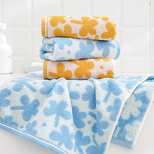 sense gnosis Clovers Pattern Yellow Hand Towels 100% Cotton Decorative Thin Hand Towel Set of 2 for Bathroom 13 x 29 Inch