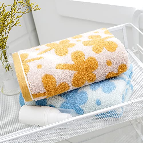 sense gnosis Clovers Pattern Yellow Hand Towels 100% Cotton Decorative Thin Hand Towel Set of 2 for Bathroom 13 x 29 Inch